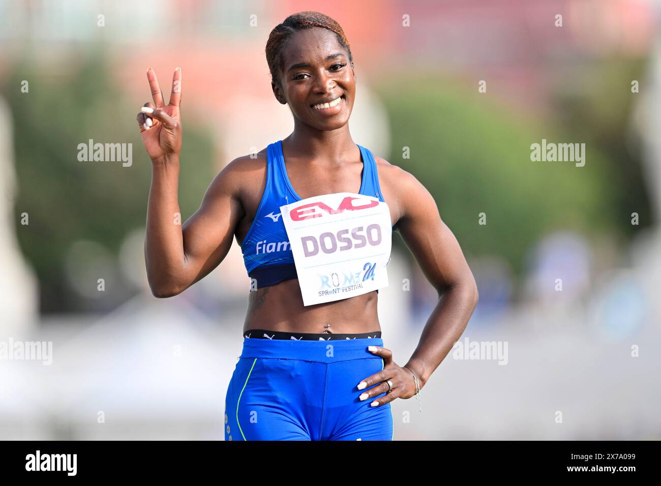 Zaynab Dosso of Italy smiles after competing in the 200m women during ...