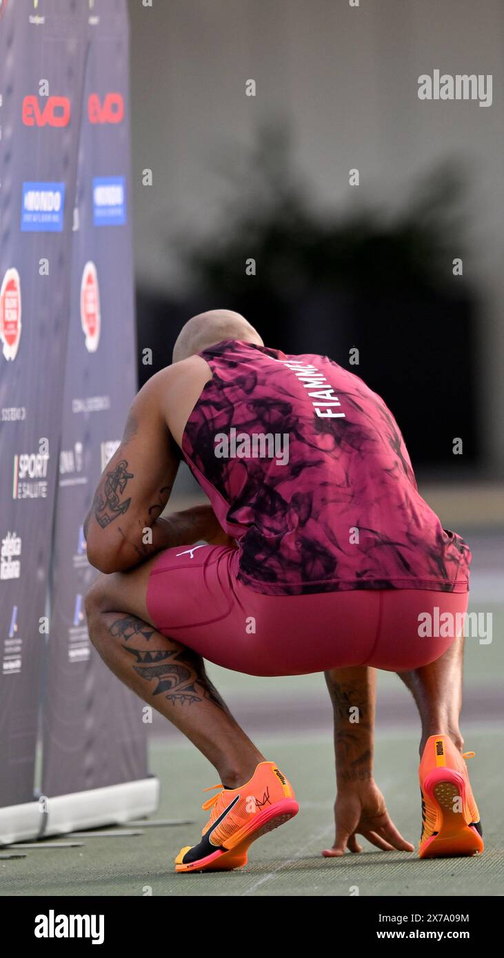 Italy's Marcell Jacobs, Olympic champion in Tokyo 2020, reacts after ...
