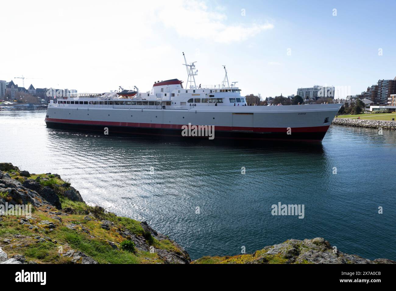 The MV Coho ferry departs from the Inner Harbour in Victoria, British ...