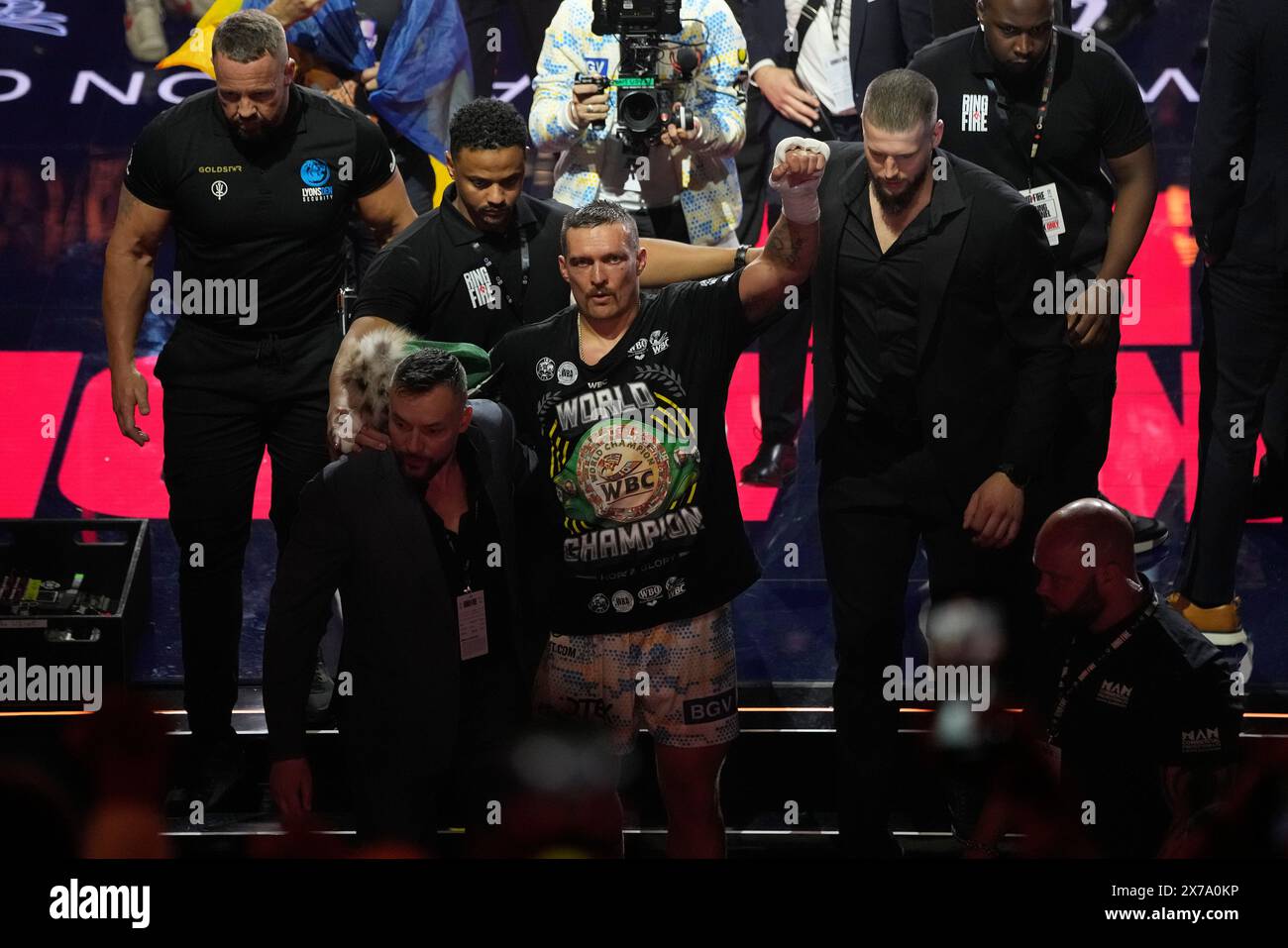 Ukraine's Oleksandr Usyk leaves the ring after beating Britain's Tyson ...