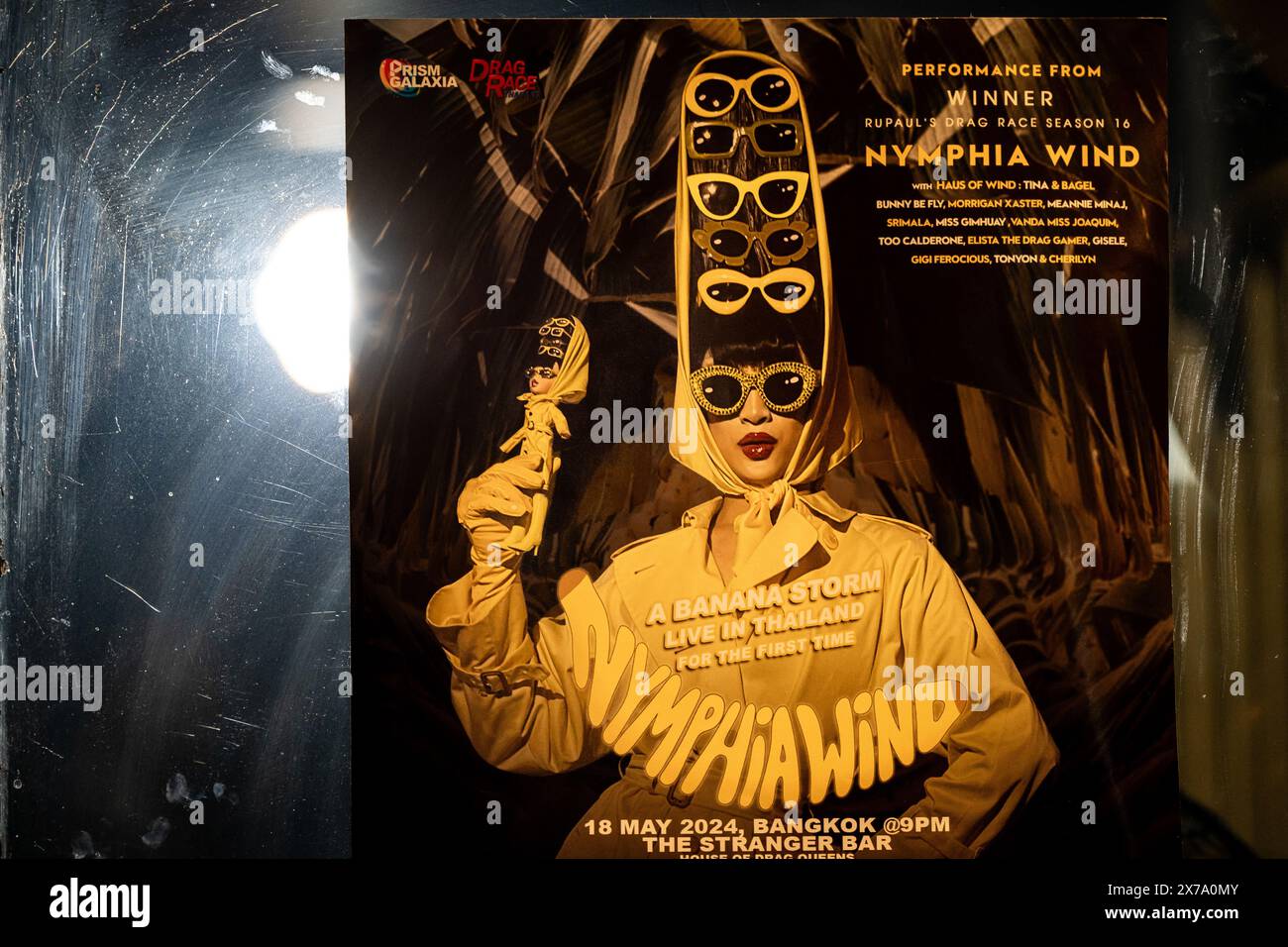 Thailand. 18th May, 2024. A poster in the window promoting the event, a ...