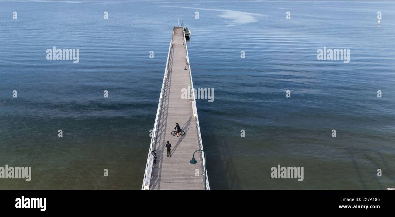Melbourne Australia. Aerial views of Piers in Port Port Phillip Bay ...
