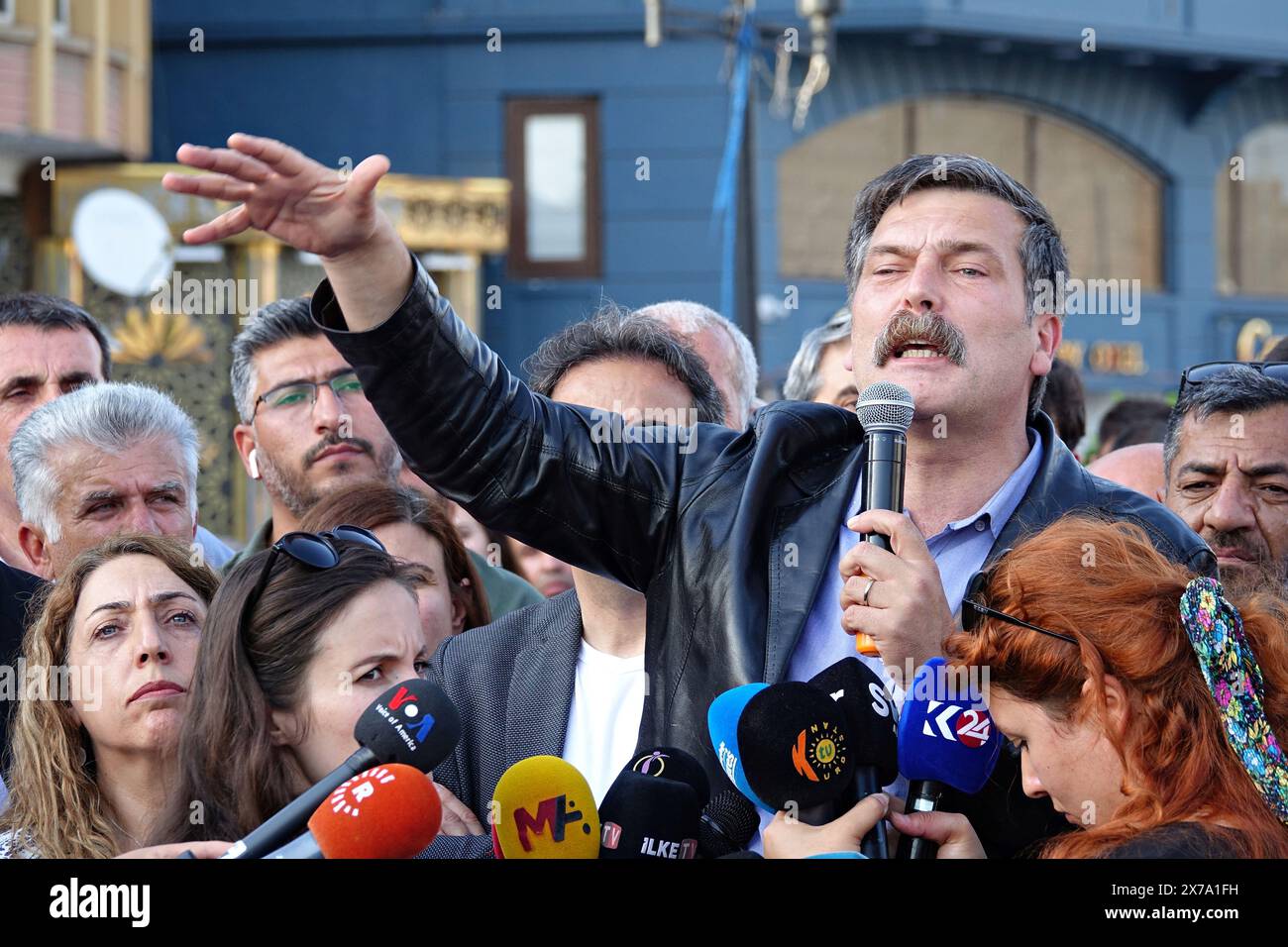 Erkan Bas, chairman of the Workers' Party of Turkey (TIP), is seen ...