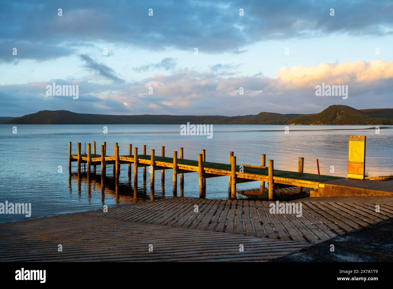 Macquarie Heads boat ramp and jetty at sunrise, Macquarie Heads, West ...