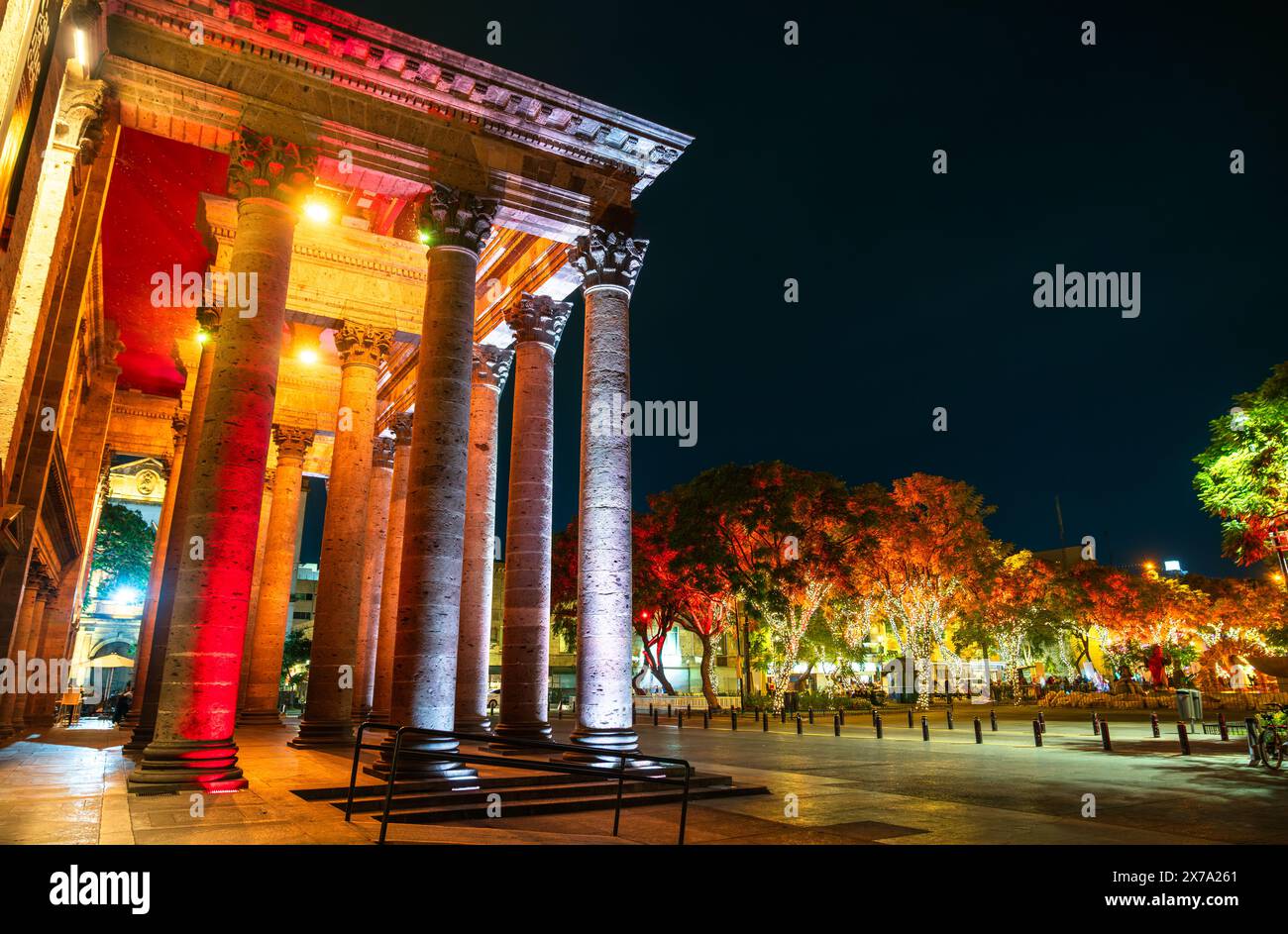 Columns of Teatro Degollado, a neoclassical Mexican theater in ...