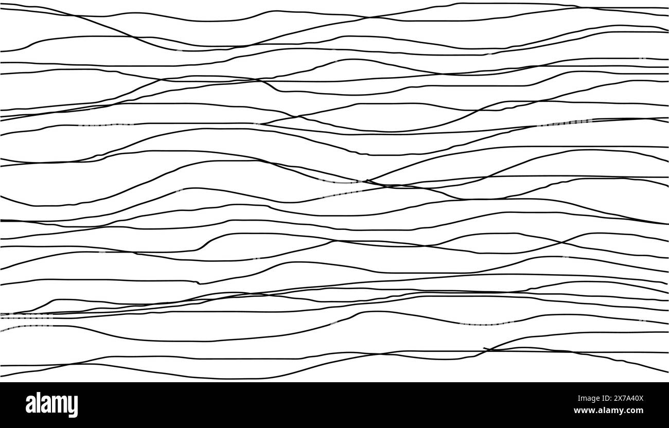 Hand drawn wavy background horizontal surface seamless wallpaper line ...