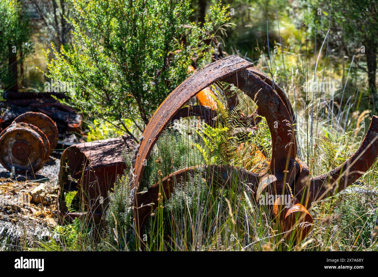 Rusted equipment discarded at abandoned Mount Biscoff Tin Mine, Waratah ...