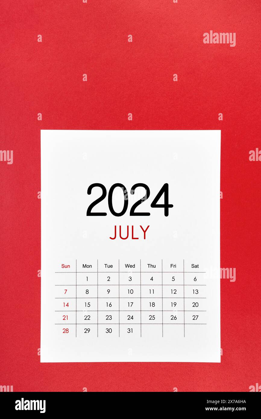 July 2024 calendar hi-res stock photography and images - Alamy