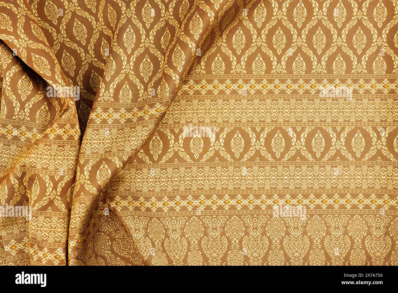 Gold fabric thai pattern abstract background and texture Stock Photo ...