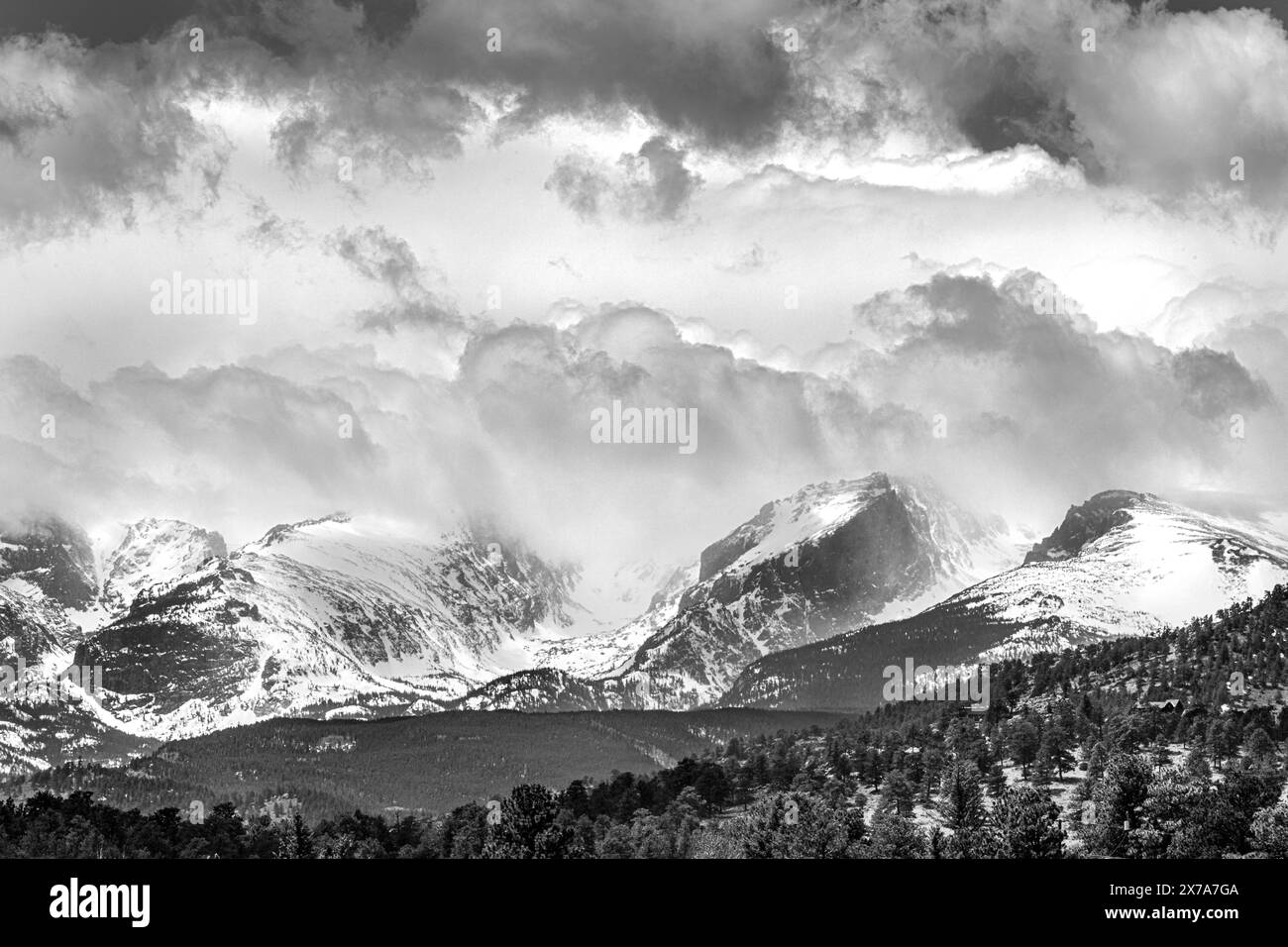 Snowstorm in Rocky Mountain National Park near Estes Park Colorado ...