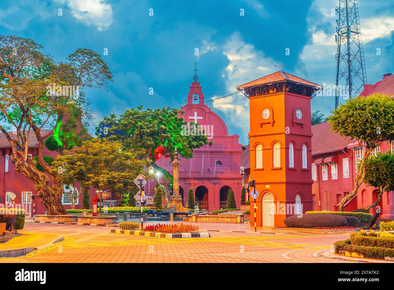 The oriental red building in Dutch Square, Melaka, Malacca, Malaysia at ...
