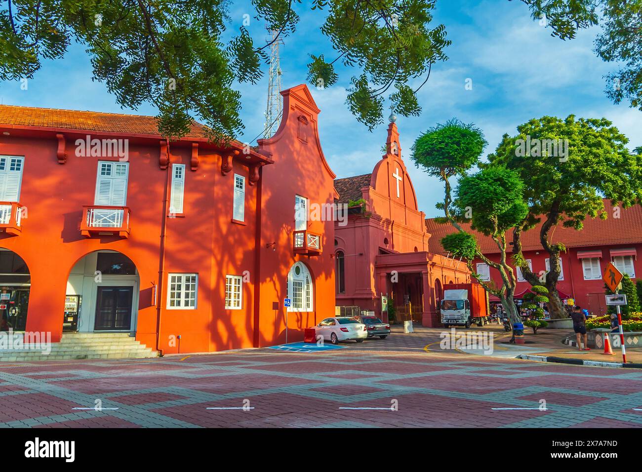 The oriental red building in Dutch Square, Melaka, Malacca, Malaysia ...