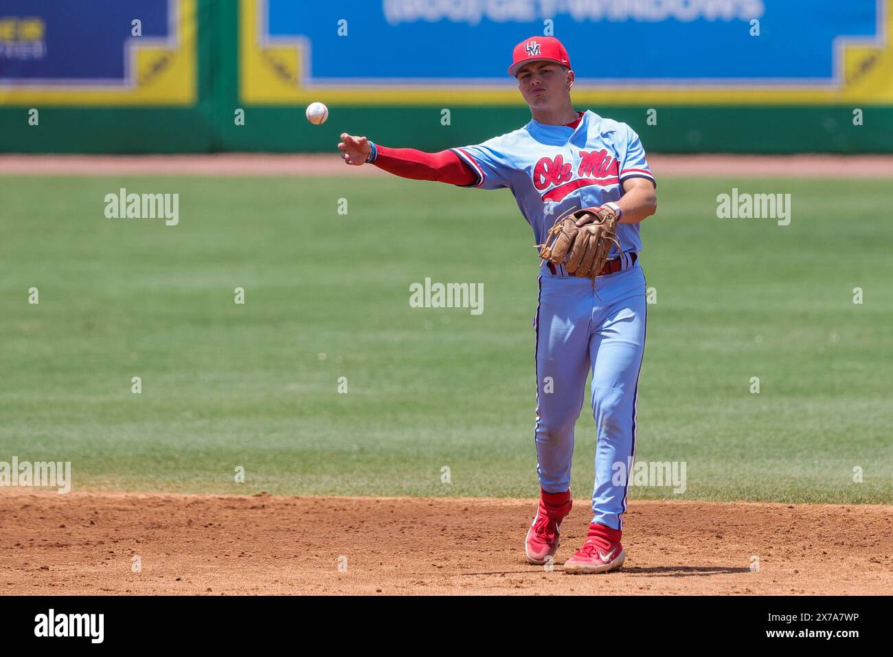 Baton Rouge, LA, USA. 18th May, 2024. Ole Miss shortstop Luke Hill (7 ...
