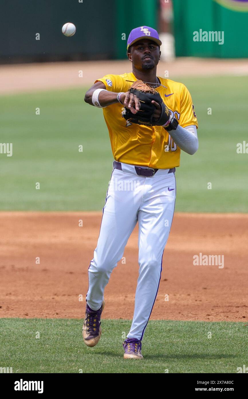 Baton Rouge, LA, USA. 18th May, 2024. LSU shortstop Michael Braswell ...