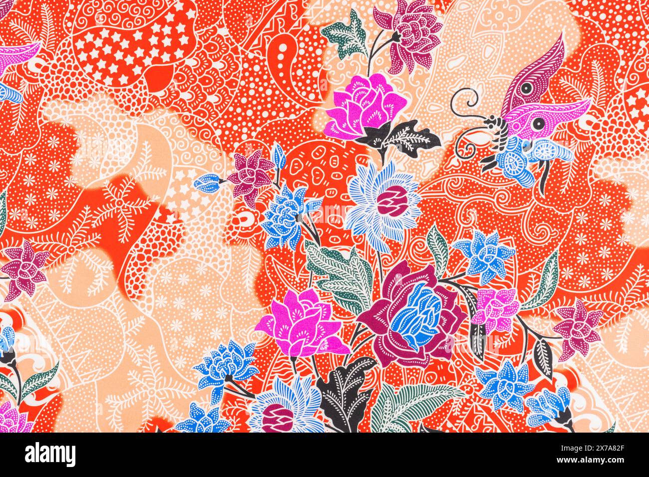 Detailed flower pattern of Indonesian batik cloth textile Stock Photo ...