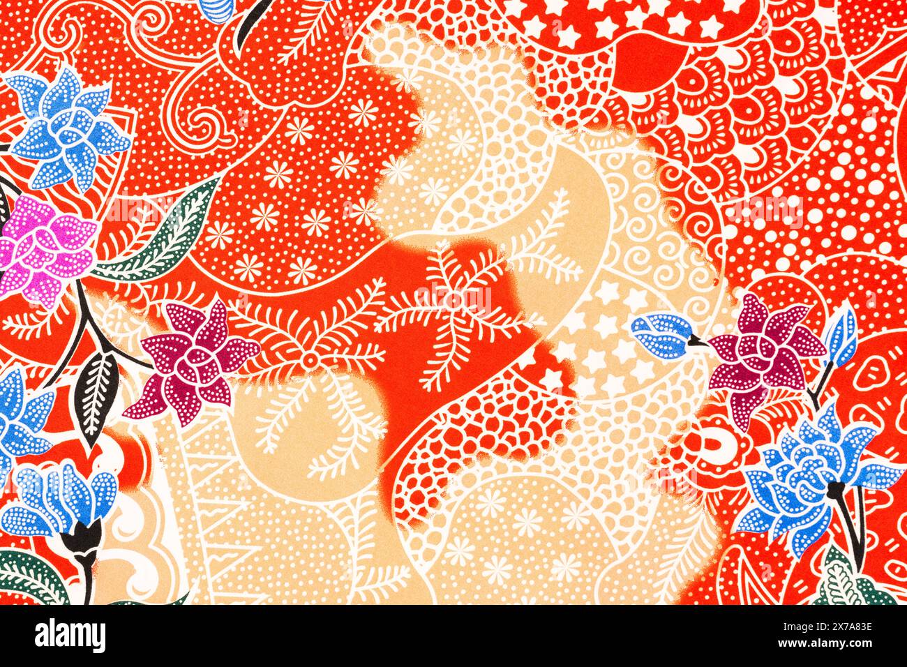 Detailed flower pattern of Indonesian batik cloth textile Stock Photo ...