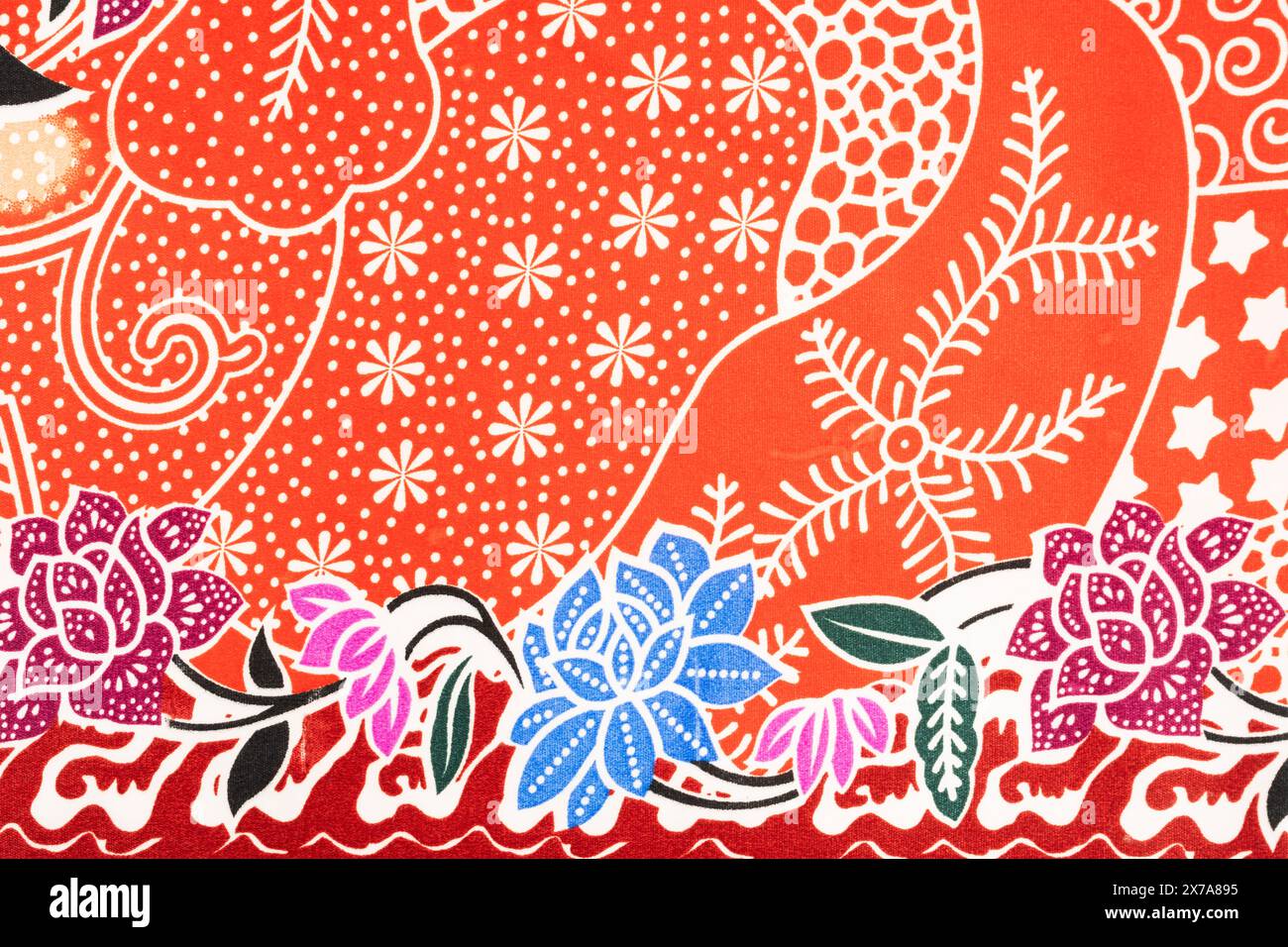 Detailed flower pattern of Indonesian batik cloth textile Stock Photo ...