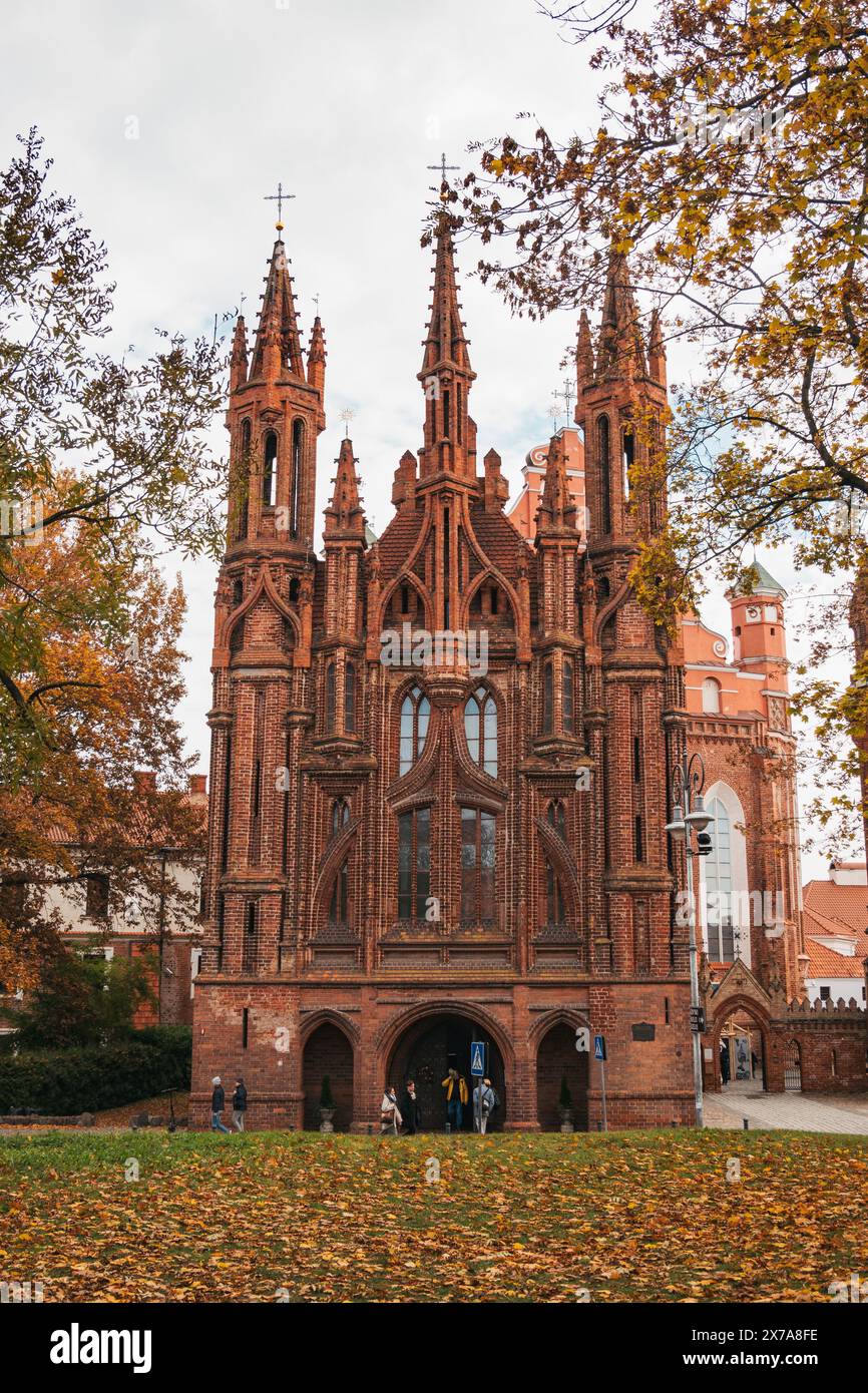 Church of St. Anne in the old town of Vilnius, Lithuania. Established ...