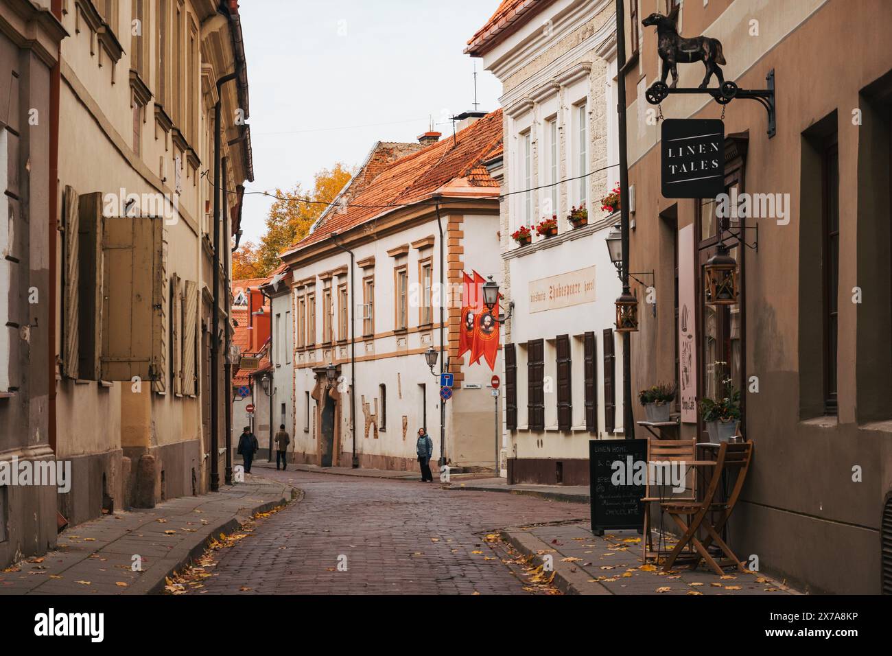 Quiet cobblestone alley in Vilnius, Lithuania showcases beautiful ...