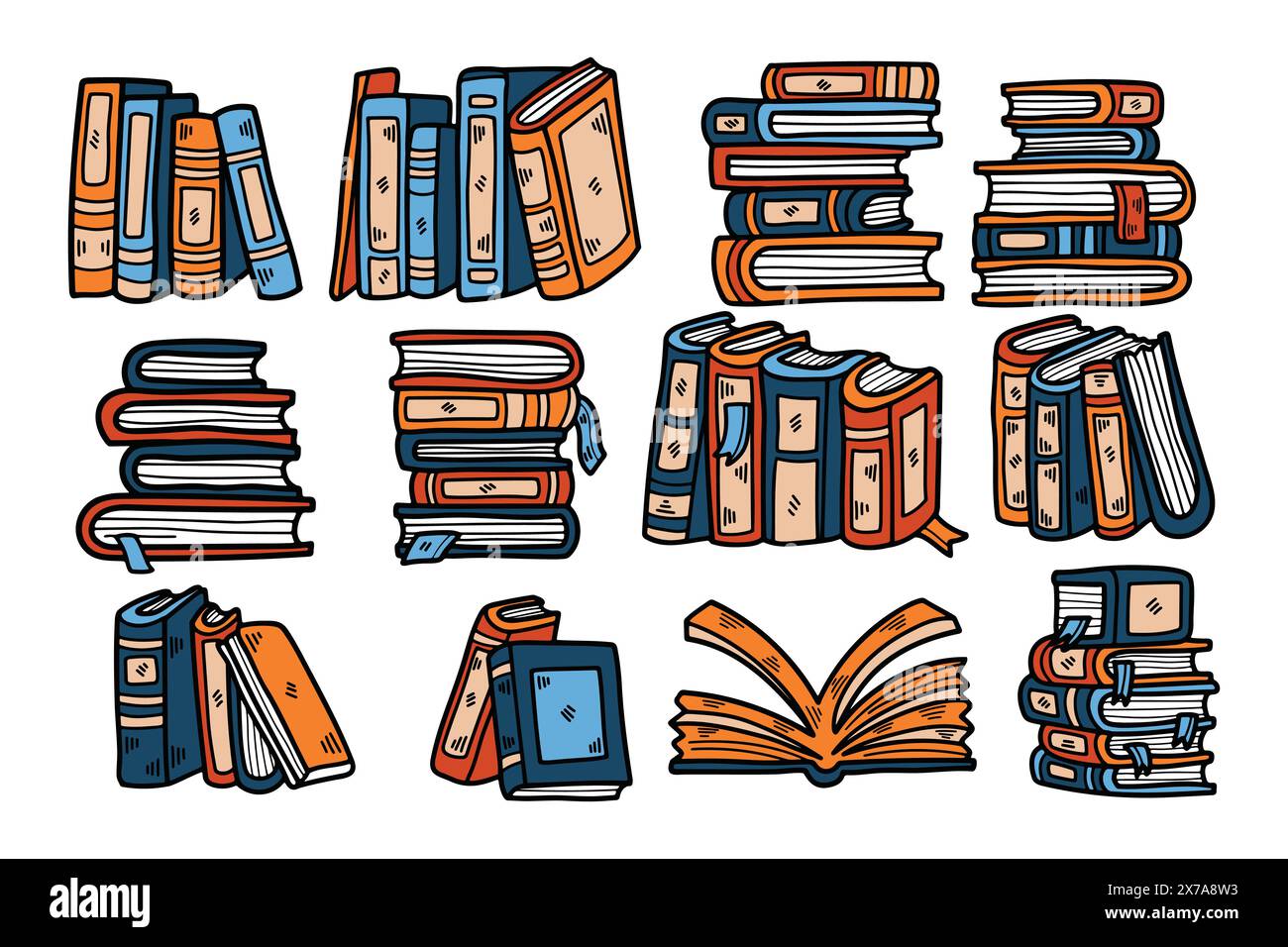 a pile of books illustration in line style Stock Vector Image & Art - Alamy