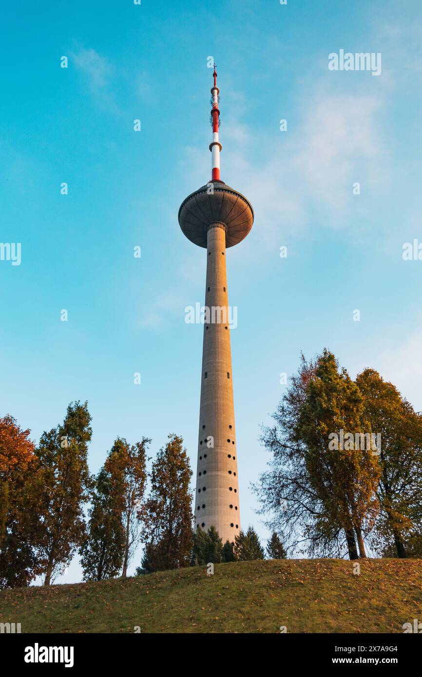 The Vilnius TV Tower, Lithuania. A 327 meter-tall Soviet-era broadcast ...