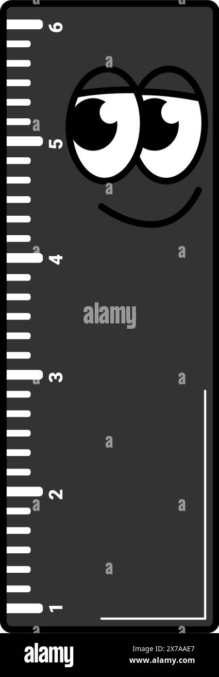 Back to school weird character. Funny ruler with cute face. Groovy ...
