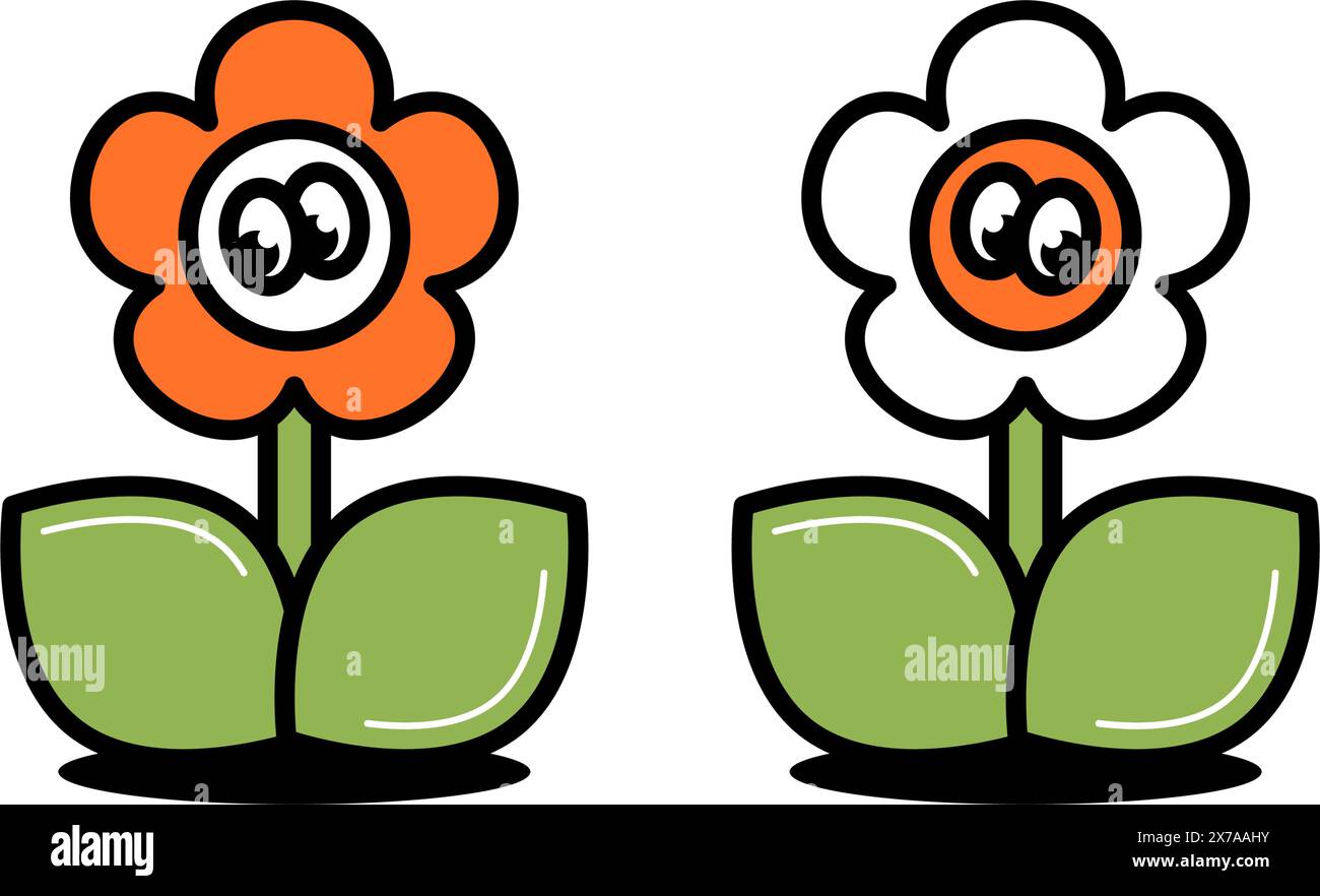 Back to school retro contemporary vector art. Funky groovy flowers with ...