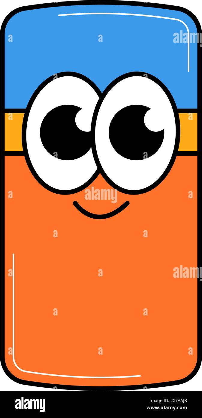 Back to school retro funky character. Funny eraser with face. Groovy ...
