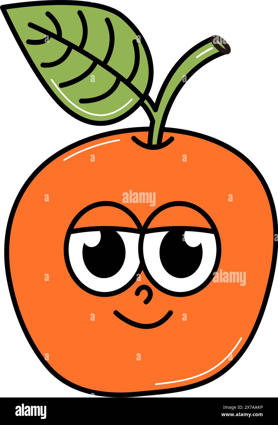 Back school funky cute retro character. Red apple with funny face ...