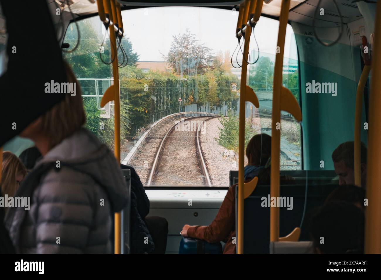 a view out the front track of the driverless train from Copenhagen ...