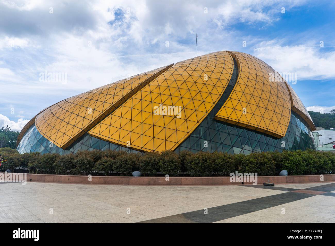 Giant sunflower building at Lam Vien square park. Glass Pavilion in the ...