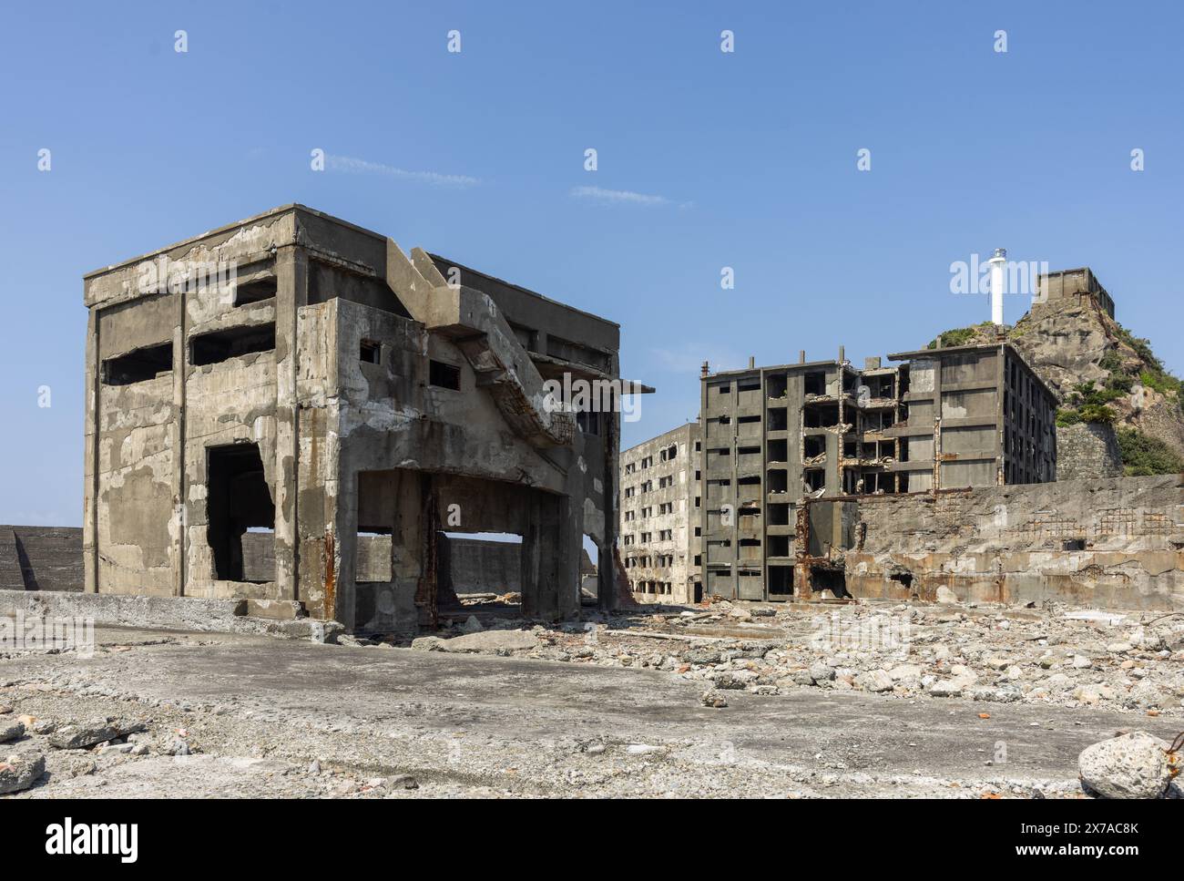 Ruined buildings of abandoned coal mining city on Hashima Island also ...