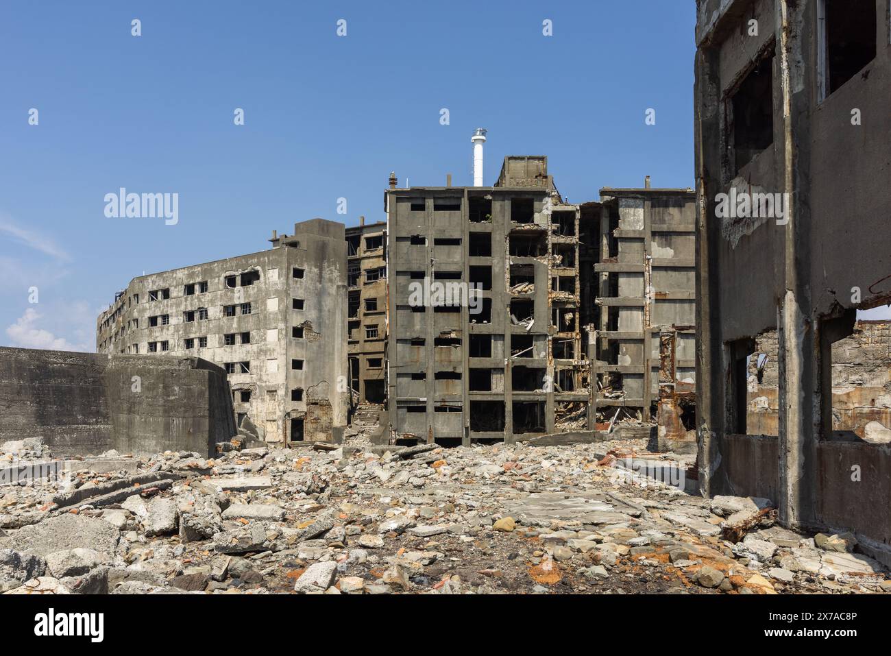 Ruined buildings of abandoned coal mining city on Hashima Island also ...