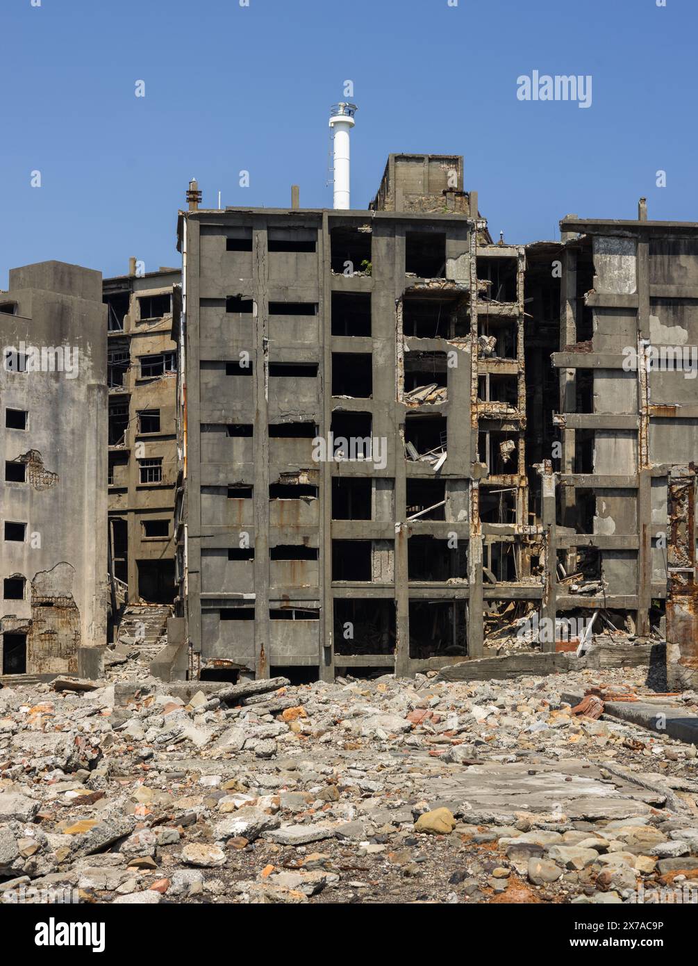 Ruined buildings of abandoned coal mining city on Hashima Island also ...