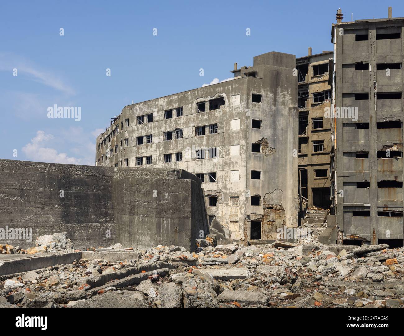 Ruined buildings of abandoned coal mining city on Hashima Island also ...