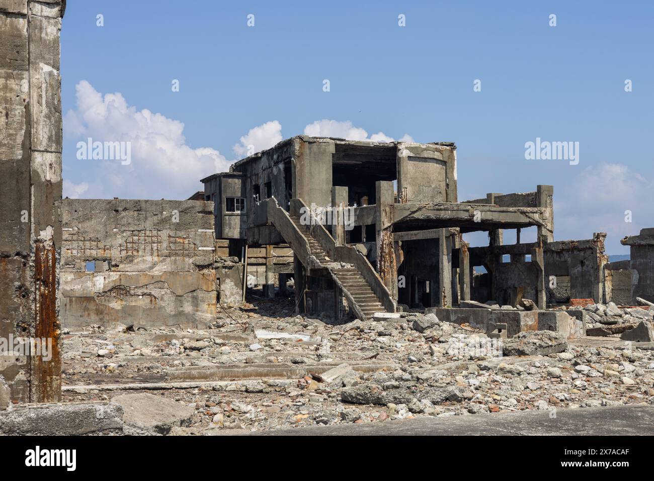 Ruined buildings of abandoned coal mining city on Hashima Island also ...