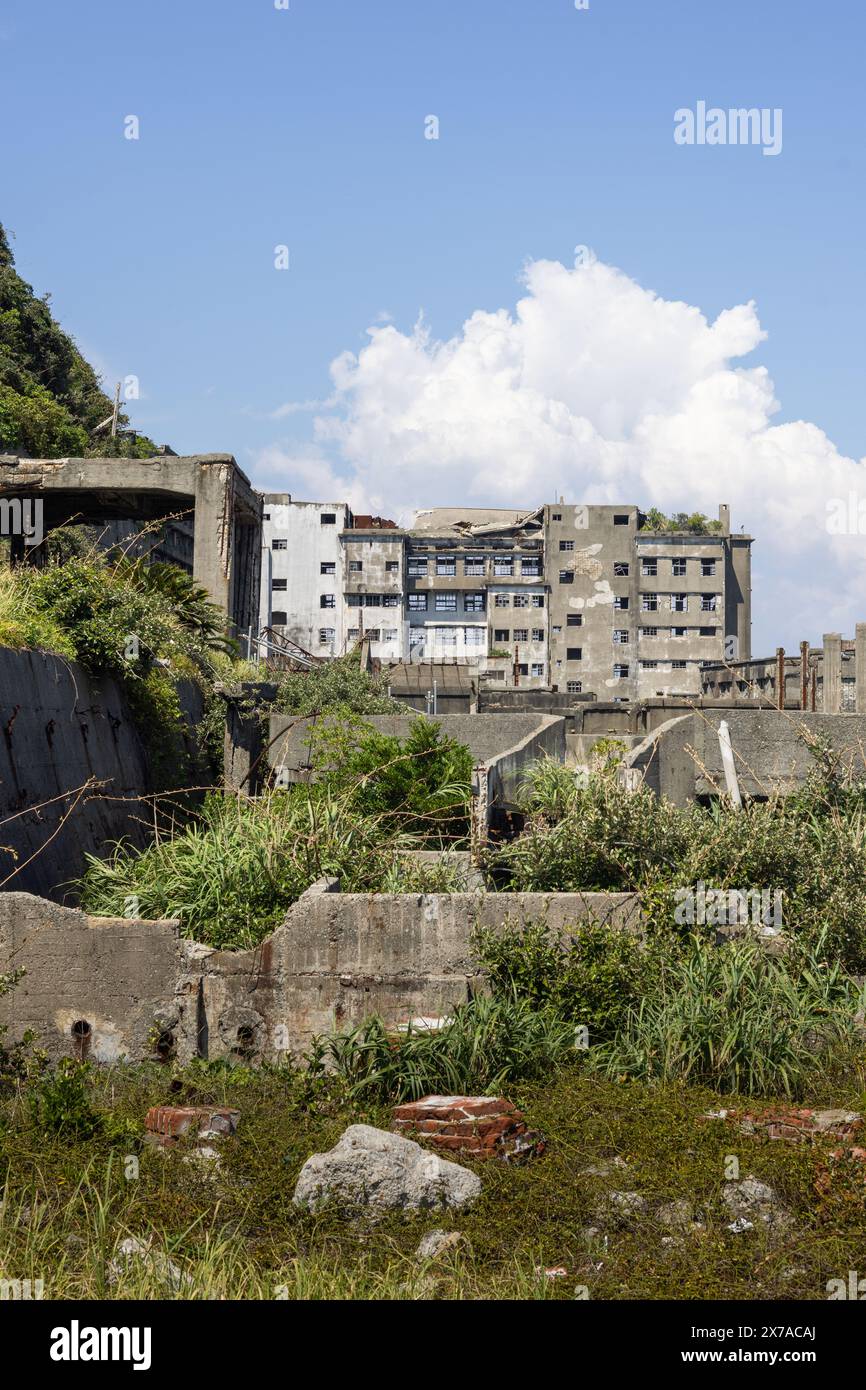 Ruined buildings of abandoned coal mining city on Hashima Island also ...