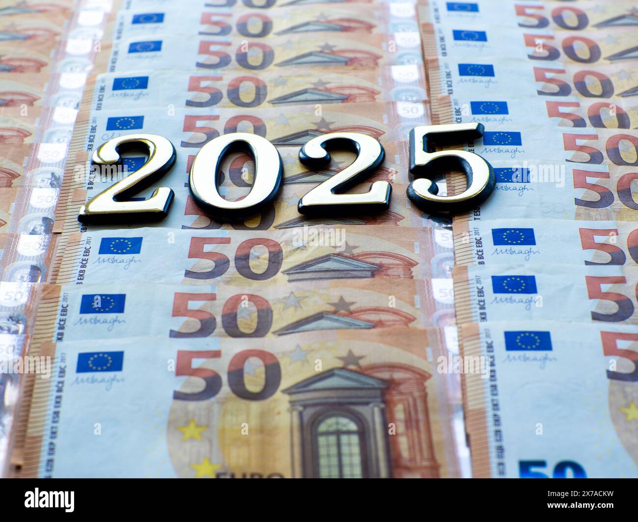 Background of the fifty euros banknotes and 2025 Stock Photo - Alamy