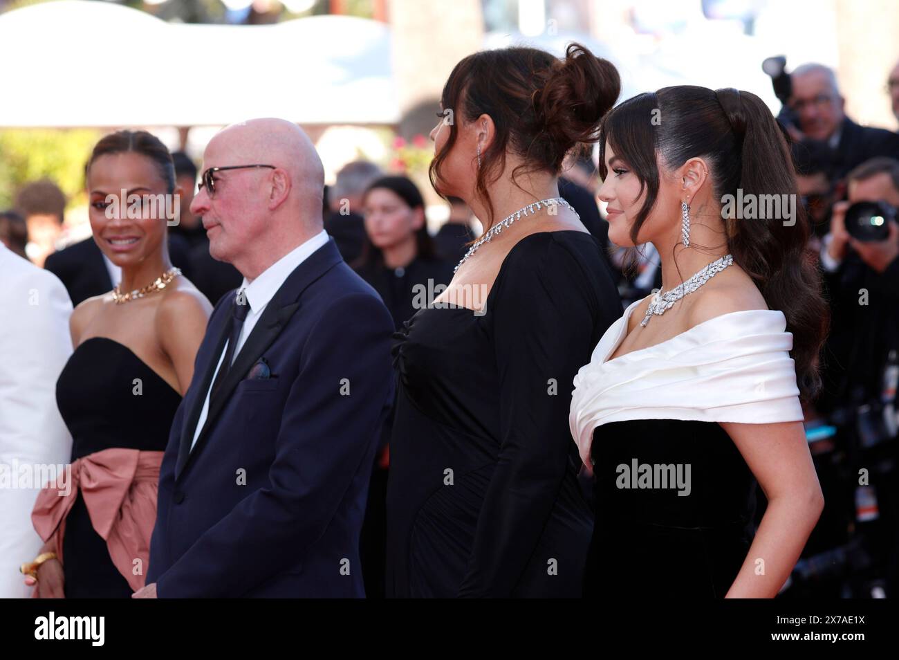 Zoe Saldana, Jacques Audiard, Karla Sofia Gascon und Selena Gomez bei der Premiere des Kinofilms ...