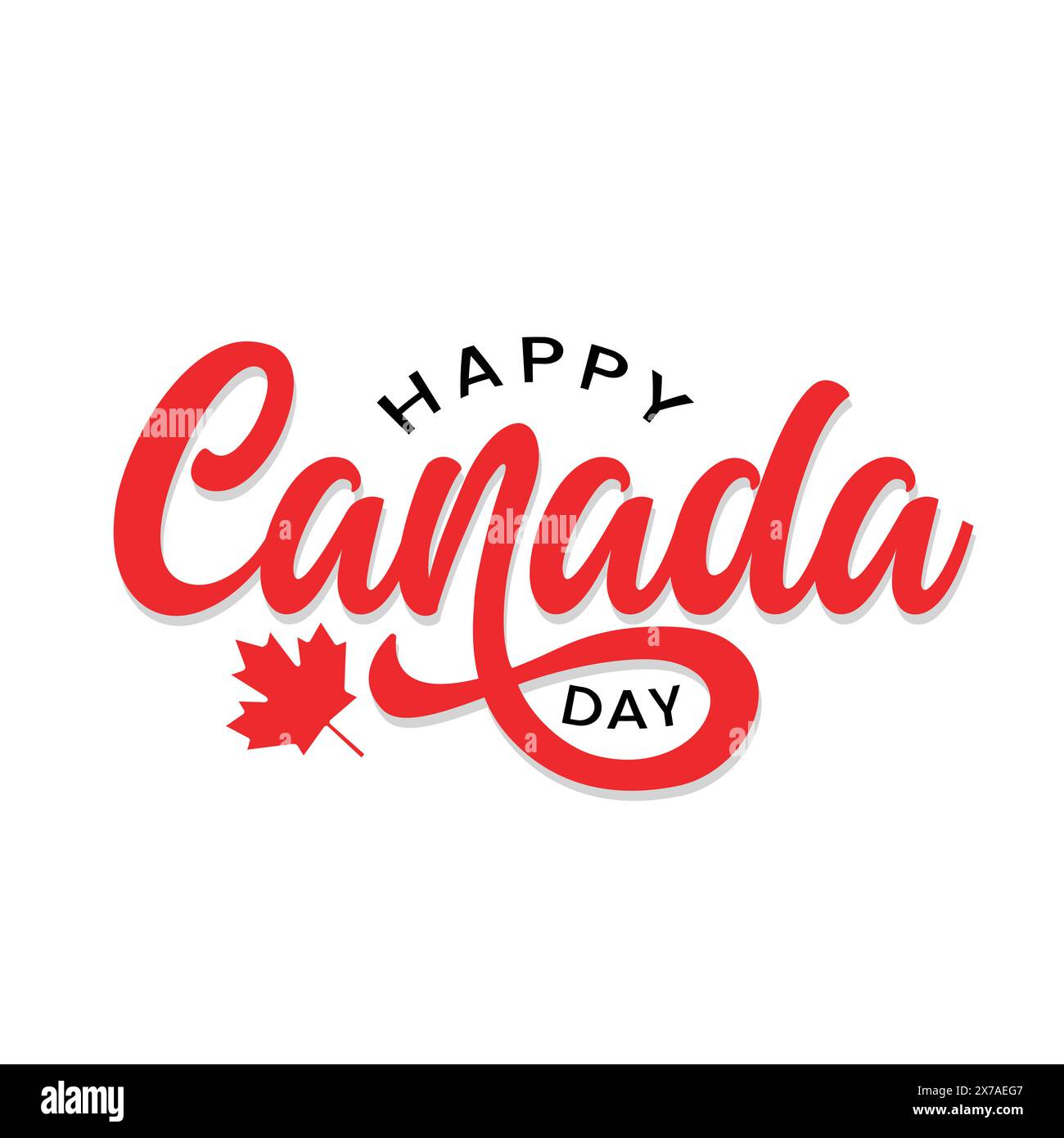 Happy Canada Day typography logo with red a maple leaf vector ...