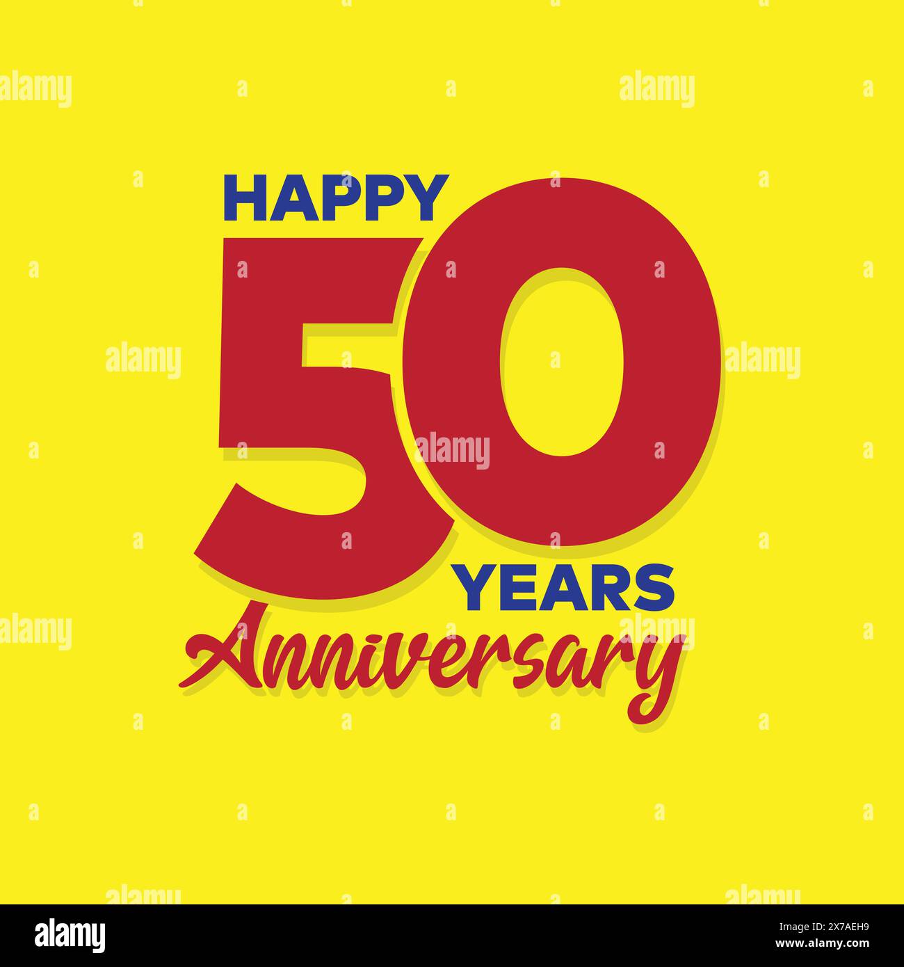 Happy 50 years anniversary logo with bold typography on yellow ...