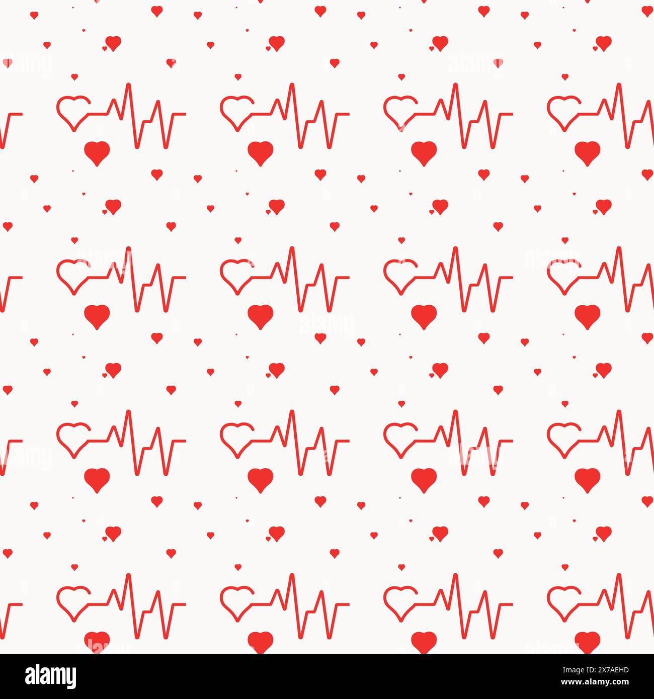 Seamless vector pattern with rhythm heart. Abstract love symbol ...