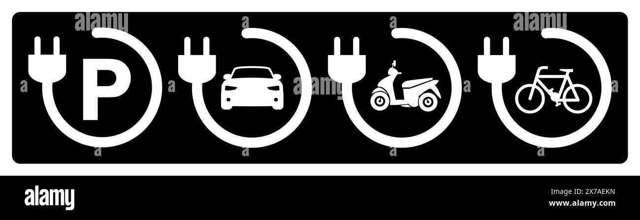 Electric charging point icons isolated on Black background Stock Photo ...