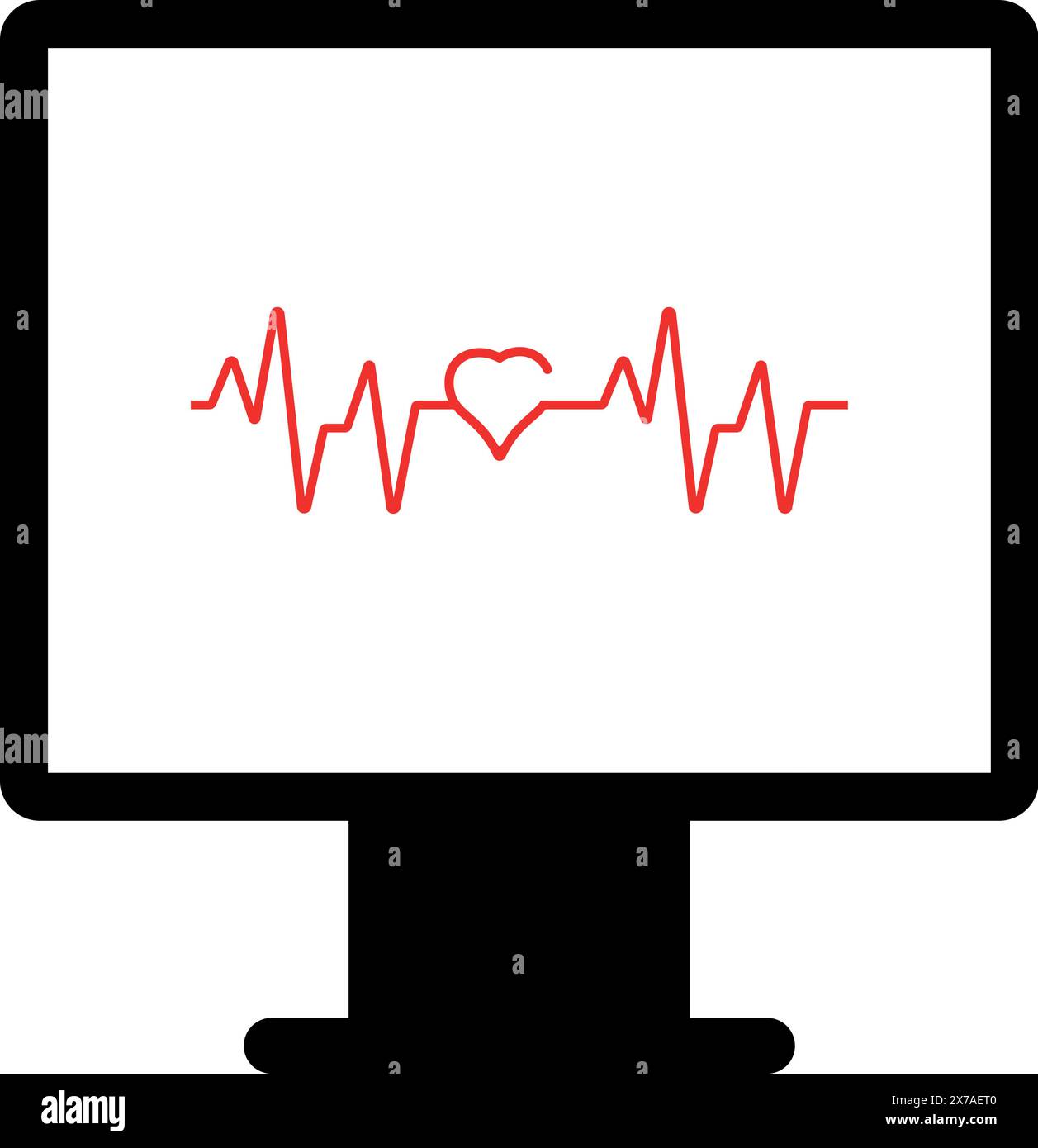 Monitoring glyph icon. Style is bicolor flat symbol, intensive red and ...