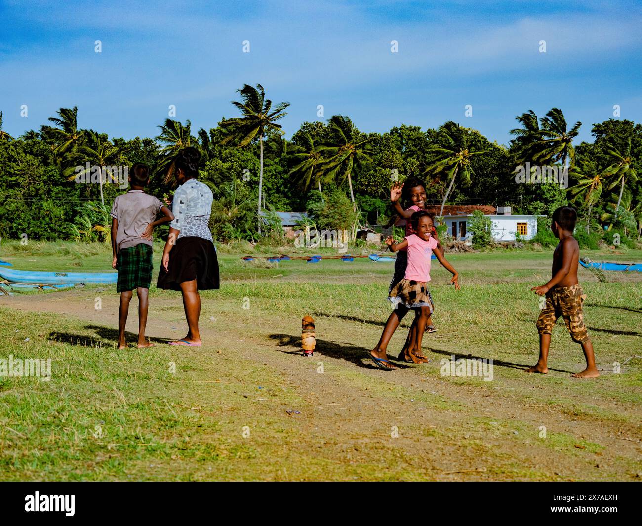 Children Playing Outdoors on a Sunny Day in a village in Polonnaruwa ...