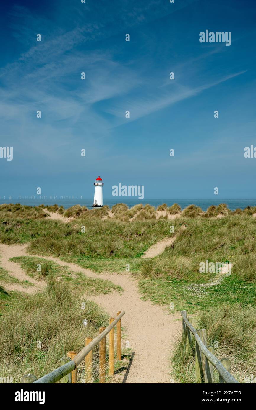 The sand dunes, and the grade II listed building Point of Ayr ...