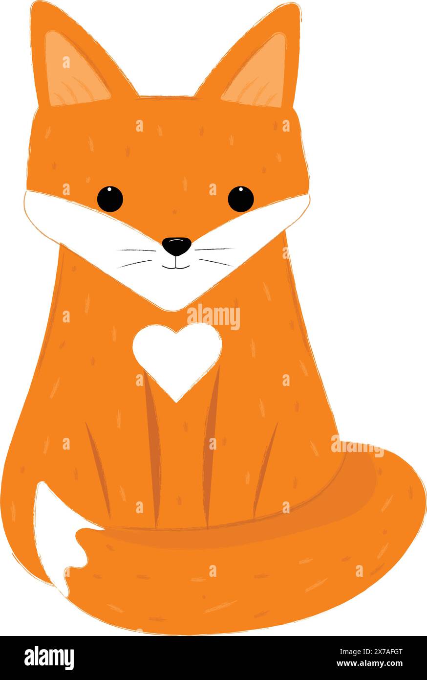 Hand drawn cartoon fox with heart Stock Vector Image & Art - Alamy