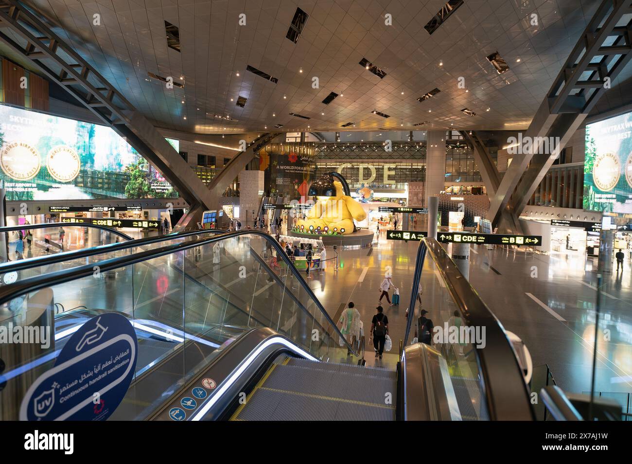 DOHA, QATAR - OCTOBER 13, 2023: Lamp Bear sculpture in Doha’s Hamad International Airport Stock ...