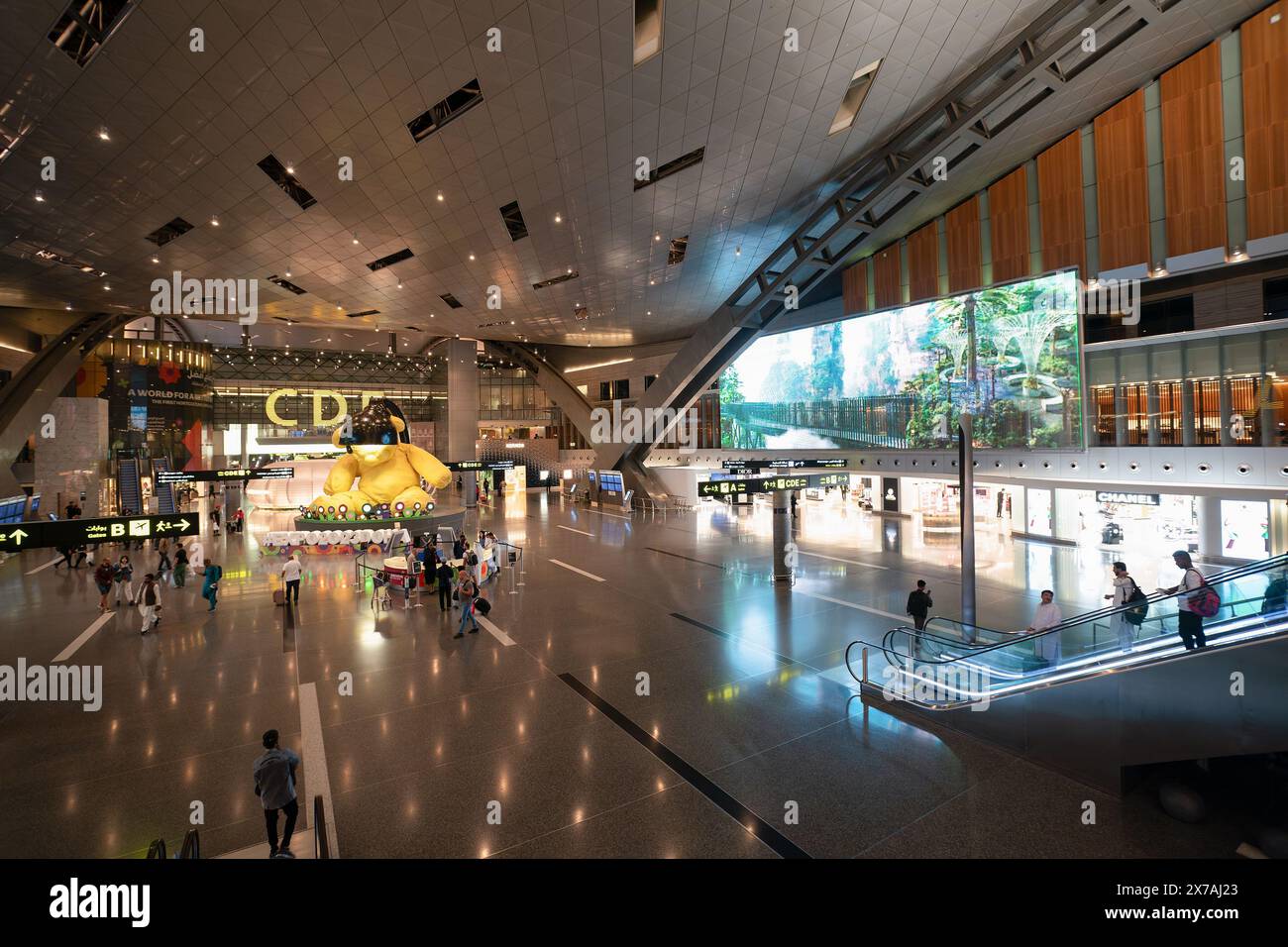 DOHA, QATAR - OCTOBER 13, 2023: Lamp Bear sculpture in Doha’s Hamad International Airport Stock ...