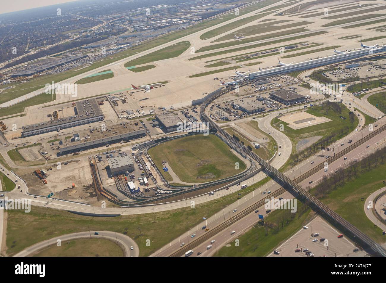 CHICAGO, IL - APRIL 05, 2016: aerial view of Chicago O'Hare ...